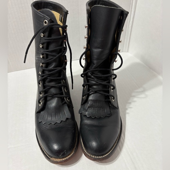Justin Boots | Shoes | Justin Black Leather Laceup Roper Boots Kiltie ...